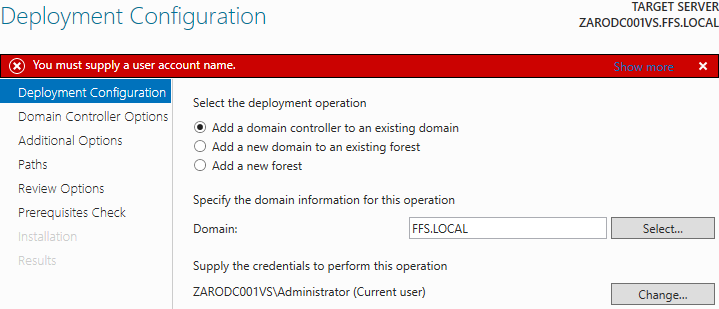 ADDS - New AD Error: You must supply a user account name. » For Fluk3 Sake