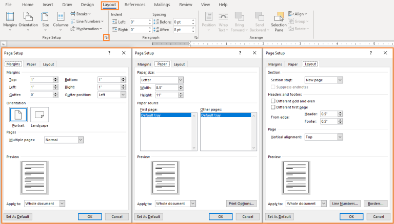 MS Word: Using the Page Setup Dialog Box » For Fluk3 Sake